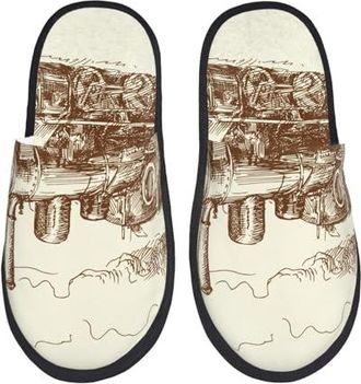Generic Pantoufle Maison Train Print Hiver Pantoufles Antid&eacute;rapantes Hiver Chaussures Chaudes Doux Chaussons Maison Pour Chambre Maison H&ocirc;tels L