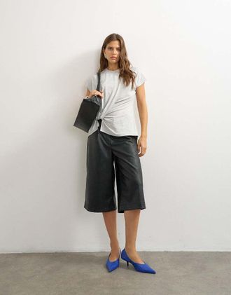 Topshop short bermuda en imitation cuir noir