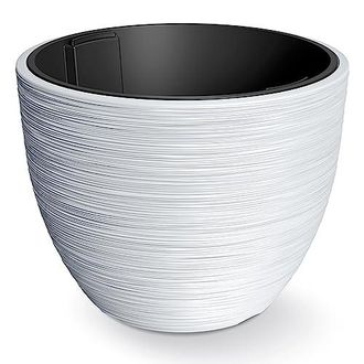 Prosperplast Wei&szlig;es Pflanzgef&auml;&szlig; mit Beh&auml;lter, Kollektion FURU, 56,9 x 56,9 x 44,5 cm, Fassungsverm&ouml;gen 92 L