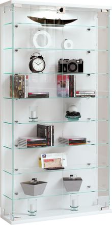 VCM Glasvitrine h&auml;ngend | Vitrine Glas mit ESG-Sicherheitsglas | Ma&szlig;e ca. H. 114 x B. 59 x T. 17 cm | H&auml;ngevitrine Glas | Modern und platzsparend | Glas V