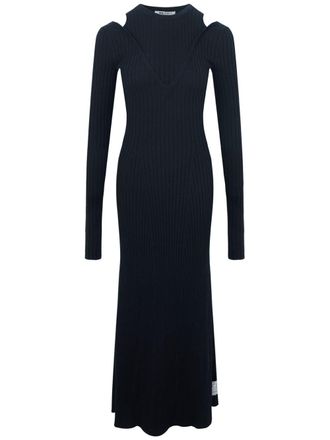 Ports 1961 robe mi-longue à découpe avant - Noir