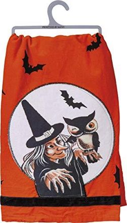 Primitives By Kathy Retro-Inspired Halloween Geschirrtuch, Hexe, 28 x 28-Inch