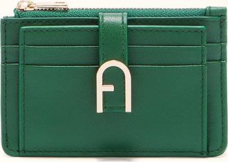 Furla Flow Kartenetui S Botanical Green Claris Lux-kalbsleder Mit Intarsie Damen