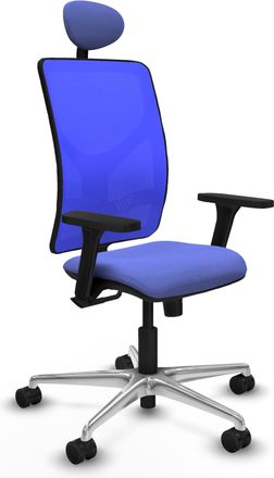 Piqueras y Crespo B&uuml;rostuhl mit 3D-Armlehnen und festem Kopfteil, ausgestattet mit 3 Positionen und Schneideschaum, mit 65 mm Nylon-Rollen, Blau/Hellblau