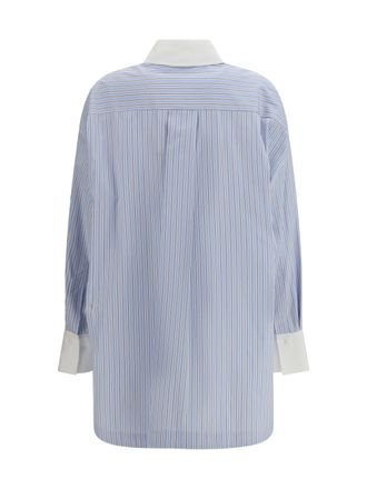 The Attico Womens Striped Shirt Light Blue-White Cotton Blue/white