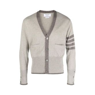Thom Browne Klassische Kaschmir-Strickjacke mit V-Ausschnitt - - Knitwear - Herren - Beige - 2XL