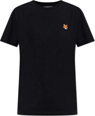 Maison Kitsun&eacute; Femme, Tops, Noir, Taille: 38 FR Fox Head Regular Tee-Shirt