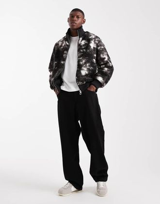 Only & Sons Polaire oversize zippée en sherpa - Noir et blanc