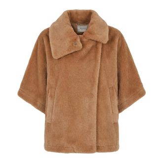 Manila Grace Cappa in Panno Collo Ampio - Femme - Vestes - Brun - Taille: 38 FR