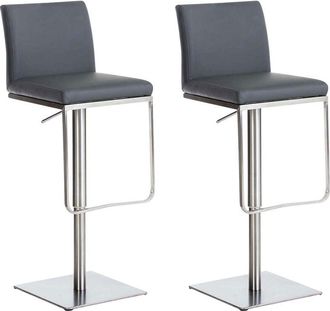 Clp 2er Set Barhocker Panama Kunstlederbezug grau edelstahl