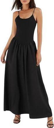 Generic Florencia 2026 Robes amincissantes pour femme Robe longue en lin avec corsage smock&eacute;, Noir, XXL