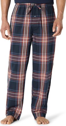 Amazon Essentials Herren Pyjamahose, gewebte Pyjamahose, gerader Schnitt, Marineblau, großes Plaid, M