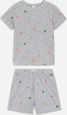 Arket Zweiteiliger Kurzer Pyjama Aus Jersey -Grau