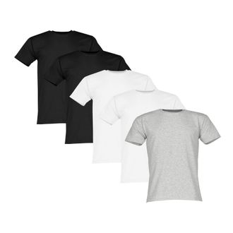 Fruit Of The Loom Original T Shirt 5er-Pack Herren, 2xBlack+2xWhite+1xGrey, 3XL