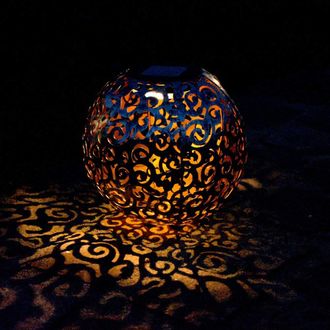 ETC Shop LED Solar Au&szlig;en Leuchte Garten Weg Beleuchtung Kugel Steck Lampe Dekor Stanzungen