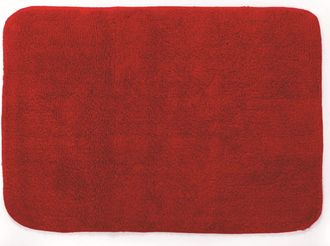 Spirella Badteppich Badematte Duschvorleger 100% Baumwolle Hochflor | flauschig | rutschhemmend | geeignet f&uuml;r Fu&szlig;bodenheizung | 50x70 cm | Rot