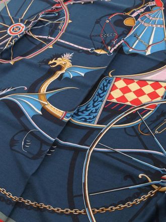 Herm&egrave;s foulard Voitures En Equilibre 140 (2000-2020) - Bleu