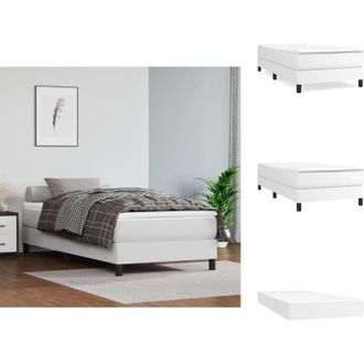 vidaXL Boxspringbett mit Matratze Wei&szlig; 100x200 cm Kunstleder - Boxspringbett - Betten - Doppelbett - Wei&szlig;es Bett - Kunstlederbett