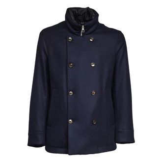 Montecore Doppelreihiger- Daunengef&uuml;tterter Cabanmantel - - Coats - Herren - Blau - L