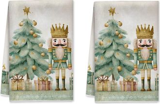 Generic Nussknacker-K&uuml;chent&uuml;cher, 2er-Set, weihnachtliche Fantasiegeschenke, Weihnachtsbaum-Geschenke, wiederverwendbar, Geschirrt&uuml;cher f&uuml;r K&uuml;che, Trocknen, W