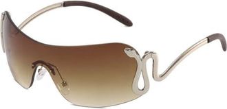 Generic Lunettes de soleil sans monture pour homme et femme avec monture en métal UV400, Thé argenté, Taille unique