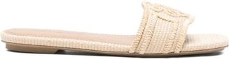 Emporio Armani Femme, Chaussures, Beige, Taille: 36 EU Sandales en raphia tress&eacute;
