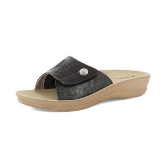 Inblu Femme Ciabatte Donna Con Chiusura A Strappo E Inserto Elastico, Plantare Soffice E Anatomico Multiprise, Noir, 39 EU