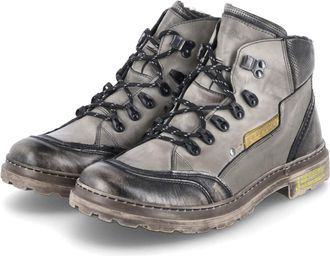 Krisbut Herren Schnürstiefeletten/Winterboots Grau Glattleder, Größe:43, Farbauswahl:grau-Kombi