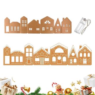 Generico Christmas Village Display, Tischdekoration aus Karton, batteriebetrieben, Weihnachtsdekoration mit Lebkuchenhaus, LED-Licht, f&uuml;r Innenbereich, Bauernh