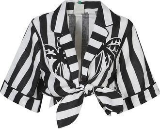 Farm Rio Farm Rio, Femme, Blouses et Chemises, Noir, Taille: 38 FR Crop Top Rayures Printani&egrave;res