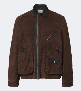 sacai Veste blouson en daim et cuir