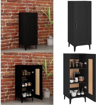 vidaXL Vidaxl - Buffet Noir 34,5x34x90 cm Bois ding&eacute;nierie - Buffet Noir - Meuble Rangement - Armoire Design - Mobilier Salon - Commode Moderne - Home &