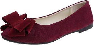 Generic Chaussures plates d&eacute;contract&eacute;es &agrave; bout pointu pour femme, &eacute;l&eacute;gantes, respirantes, couleur unie, l&eacute;g&egrave;res et confortables, avec noeud, ballerines plates