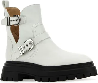 Stuart Weitzman White Leather - Sole: Rubber Stivali / Boot