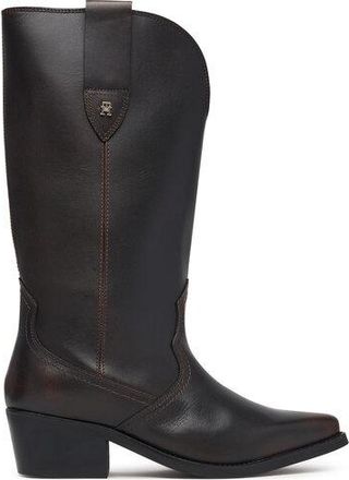 Tommy Hilfiger Stiefel Leather Mid Calf Western Boot FW0FW09798 Dunkelbraun