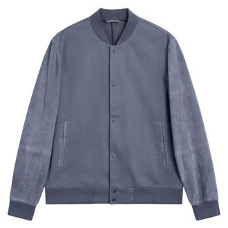 Ted Baker Liams Bomberjacke Aus Baumwolltwill Und Wildleder, Blau