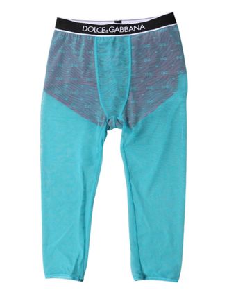 Dolce & Gabbana Womens Blue Fuchsia Logo Lingerie Cropped Underwear Light Nylon Elastane Clothing