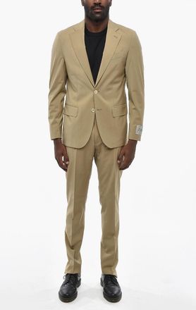 Corneliani CC Collection Abito a 2 Bottoni in Lana Vergine con Rever Classico e Tasche ad Aletta Corneliani
