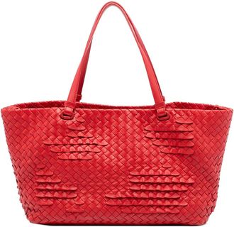 Bottega Veneta Shopper - Nappa Intrecciato Ruffle Tote - Gr. unisize - in Rot - f&uuml;r Damen