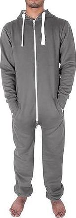 Noroze Hommes élégant Tout en Un Jumpsuit Onesie Une pièce Pyjamas, Charbon Unie, M