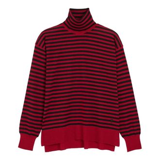 Ami Gestreifter Rollkragenpullover im Matrosenstil - - Knitwear - Damen - Rot - M