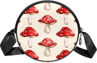 Generic Sac &agrave; bandouli&egrave;re rond rond pour femme, petit sac &agrave; bandouli&egrave;re champignon avec fermeture &eacute;clair, bretelles r&eacute;glables, d&eacute;contract&eacute; pour femmes et fill