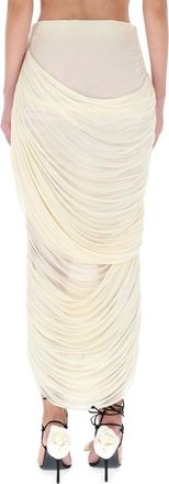 Magda Butrym Draped Cupro Midi Skirt - Ivory