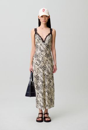 Claudie Pierlot Satinkleid mit Animal-Print