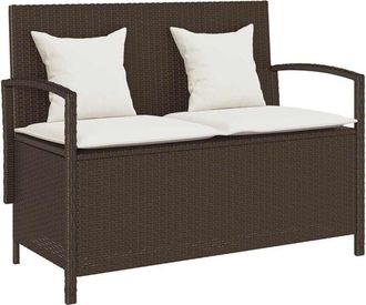 vidaXL Vidaxl - Banc de rangement de jardin avec coussin marron polyrotin