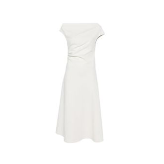 P.A.R.O.S.H. Draped Boat Neck A-line Dress - - Dresses - Damen - Wei&szlig; - XS