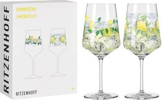 Ritzenhoff 2931021 Limoncello-Glas 500 ml - 2er-Set - Serie Sommertau - 2 Stück für Aperitif mit Dolce Vita Motiv - Made in Germany