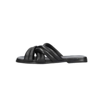 Shabbies Amsterdam Elegante Schwarze Leder Damen Hausschuhe - - Shoes - Damen - Schwarzk - 38 EU
