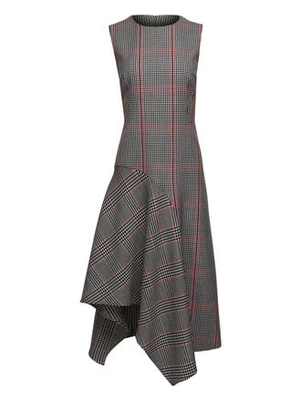 Akris asymmetric-hem check dress - Wei&szlig;