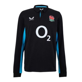 Castore 2025 Poloshirt f&uuml;r Herren, Lang&auml;rmlig (Schwarz/Blau)